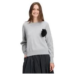 Strickpullover Cartoon "Damen Strickpullover mit Rundhalsausschnitt", Damen, Gr. 42, grau (hellgrau), Obermaterial: 55% Viskose, 30% Polyester, 15% Polyamid., oversize normal, Rundhals, Pullover