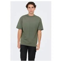 Only & Sons Rundhalsshirt ONLY & SONS "ONSFRED RLX SS TEE", Herren, Gr. L, grau (castor gray), Single Jersey, Obermaterial: 100% Baumwolle, unifarben, loose fit normal, Rundhals, Shirts