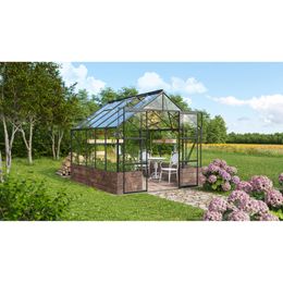 Vitavia Gewächshaus 'Cassandra 8300' 257 x 323,1 x 248,9 cm schwarz Sockel Herbstlaub