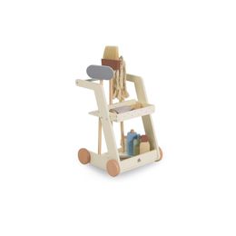 Moni Kinder-Spielzeugputzwagen W10D787 Holz Besen Mopp Schwamm B&uuml;rste mit R&auml;der beige