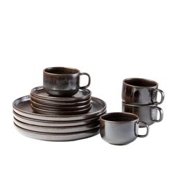 Gipfelst&uuml;ck Kaffeeservice, Steinzeug Glockenklang Bronze / Braun