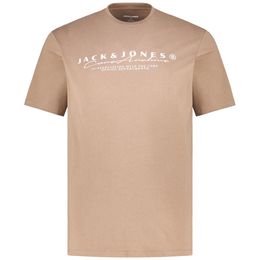 Jack & Jones Gro&szlig;e Gr&ouml;&szlig;en Jack&Jones T-Shirt mit Label-Print Farbe hellbraun Gr&ouml;&szlig;e: 4XL