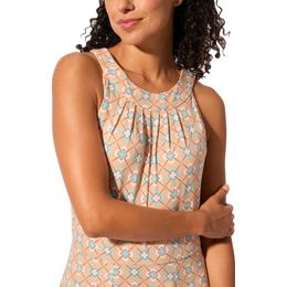 WITT Damen Jerseykleid in Bahnenform, apricot-aquamarin-bedruckt, Gr&ouml;&szlig;e 52