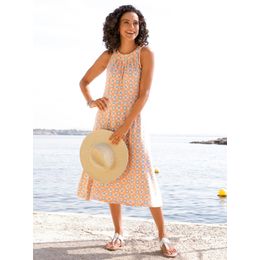 WITT Damen Jerseykleid in Bahnenform, apricot-aquamarin-bedruckt, Gr&ouml;&szlig;e 36