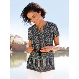 WITT Damen Tunika mit Bordüren-Druck, marine-eucalyptus-bedruckt, Größe 38