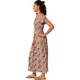 WITT Damen Jerseykleid mit Smokeinsatz im R&uuml;cken, papaya-ecru-bedruckt, Gr&ouml;&szlig;e 52