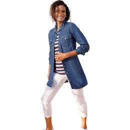 CR&Eacute;ATION L Damen Jeansbluse mit Druckknopfleiste blue-stone-washed Gr&ouml;&szlig;e 38