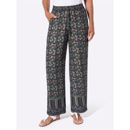 WITT Damen Schlupfhose in gewebter Qualit&auml;t, marine-eucalyptus-bedruckt, Gr&ouml;&szlig;e 42
