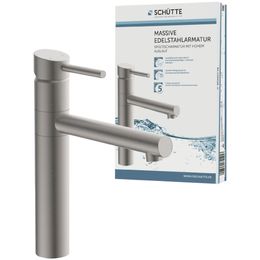 Schütte Spültischarmatur SCHÜTTE "Massiv", grau (edelstahl), B:3,8cm H:27cm T:20,6cm, Kunststoff, Messing, Metall, Armaturen, Edelstahl massiv, 360 schwenkbarer Wasserhahn, Mischbatterie Küche