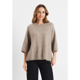 Frieda & Freddies New York Strickpullover FRIEDA & FREDDIES "Pullover", Damen, Gr. 38, beige (hellbeige), 32% Alpaka, 32% Wolle, 30% Polyamid, 6% Elasthan, unifarben, relaxed fit, ohne Ausschnitt, Pullover