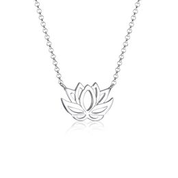 Kette mit Anhänger Elli "mit Lotusblume Blüte Glücksbringer 925 Silber", silber, Halsketten, Damen, 45, ohne Stein, Silber 925 (Sterlingsilber), L: 45