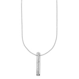 Kette mit Anhänger Bruno Banani "Schmuck, Geschenk, Kette mit Anhänger Stab", silberfarben, kristallweiß, Halsketten, Damen, Silber 925 (Sterlingsilber), L: 45 B: 1mm, mit Zirkonia (synth.), B:1mm