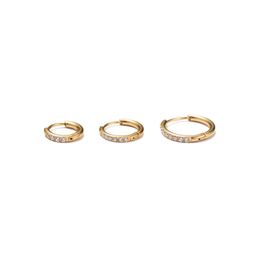 Creolen-Set Firetti "Multipack Schmuck Geschenk Ohrschmuck Creolenset", gold (gelbgoldfarben, kristallweiß, kristallweiß), Ohrringe, Damen, Edelstahl, Made in Germany - mit Zirkonia (synth.)