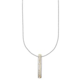 Kette mit Anhänger Bruno Banani "Schmuck, Geschenk, Kette mit Anhänger Stab", silberfarben, gelbgoldfarben, kristallweiß, Halsketten, Damen, Silber 925 (Sterlingsilber), L: 45 B: 1mm, mit Zirkonia (synth.), B:1mm