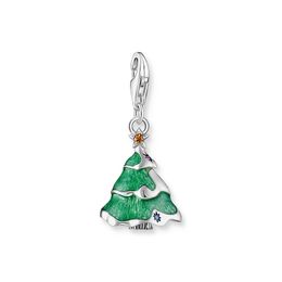 Charm-Einhänger Thomas Sabo "Weihnachtsbaum", silberfarben, grün, orange, violett, blau, orange, violett, blau, Charms, Damen, Silber 925 (recycelt), mit Zirkonia (synth.), Rubin (synth.), Glas-Keramik Stein