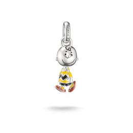 Charm-Einhänger Thomas Sabo "Thomas Sabo x Peanuts Charlie Brown Charm - Connect", silberfarben, schwarz, gelb, braun, Charms, Damen, Silber 925 (recycelt)