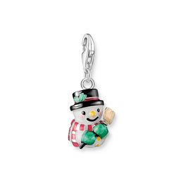 Charm-Einhänger Thomas Sabo "Schneemann", silberfarben, weiß, schwarz, rot, grün, braun, gelb, pink, Charms, Damen, Silber 925 (recycelt)