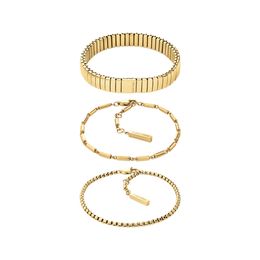 Armketten Set Calvin Klein "CK STACKED", gelbgoldfarben, Armbänder, Damen, 17cm, Edelstahl