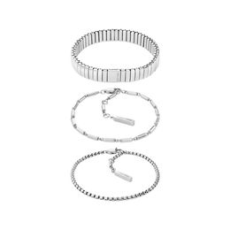 Armketten Set Calvin Klein "CK STACKED", edelstahlfarben, Armbänder, Damen, 17cm, Edelstahl