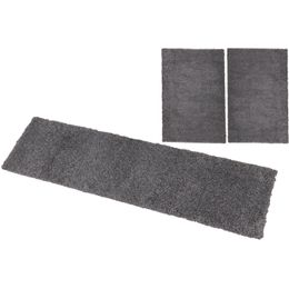 Bettumrandung Bruno Banani "Shaggy Soft" Gr. 14, grau (stone), H:30mm, Obermaterial: 100% Polypropylen, Bettumrandungen, gewebt, Uni-Farben, besonders weich, Bettvorleger, Läufer-Set