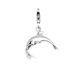 Charm-Einhänger NENALINA "Charm Delfin Tier Anhänger 925 Silber", silber, Charms, Damen, ohne Stein, Silber 925 (Sterlingsilber)