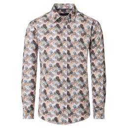 Langarmhemd Casamoda "Casamoda Freizeithemd Print", Herren, Gr. 4XL, Normalgrößen, braun, 100% Baumwolle, bedruckt, lässig geschnitten, Hemden