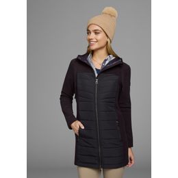 Langjacke Kangaroos, Damen, Gr. 32, blau (marine), Fleece, Obermaterial: 100% Polyester. Futter: 100% Polyester. Ärmel: 100% Polyester. Wattierung: 100% Polyester, kontrastfarbene Details, unifarben, figurbetont Po-bedeckend, Jacken, Hybridjacke - Fleecejacke mit wattierten Bereichen
