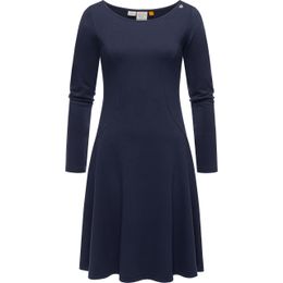 A-Linien-Kleid Ragwear "Appero", Damen, Gr. L (40), Normalgrößen, blau (navy), Material: 70% Baumwolle, 30% Polyester, Basic, A-Linie ca. Mitte Oberschenkel, Rundhals, Ärmel ohne Ärmelschlitz abgesteppte Kante, Kleider, Stylisches Langarm-Kleid für den Winter
