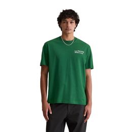 Marc O'Polo T-Shirt MARC O'POLO DENIM "mit anregendem Rückenprint", Herren, Gr. L, rich emerald, Obermaterial: 100% Baumwolle, unifarben, relaxed fit, Rundhals, normaler Saum, Shirts