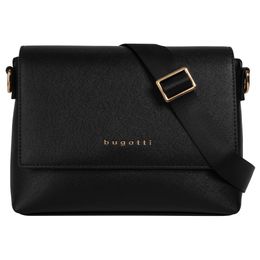 Umhängetasche Bugatti "ELLA SAFFIANO", Damen, Gr. B/H/T: 25cm x 19cm x 9cm onesize, schwarz, Polyurethan (PU), Taschen