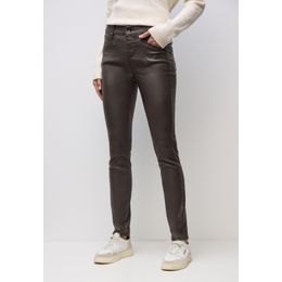 Lederimitathose Street One, Damen, Gr. 42, Länge 30, deep roast braun, Stoff, 79% Viskose, 18% Nylon, 3% Elasthan, unifarben, slim fit lang, Hosen, Middle Waist