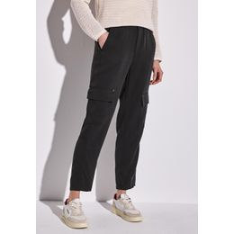 Cargohose Street One, Damen, Gr. 36, L&auml;nge 28, grau (granite grau), Stoff, 68% Lyocell, 32% Viskose, unifarben, gerade, unten schmal normal, Hosen Cargohose, aus Lyocell