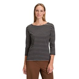 3/4-Arm-Shirt Betty Barclay "Damen Ringelshirt mit U-Boot-Ausschnitt", Damen, Gr. 36, schwarz (schwarz, camel), Jersey, Obermaterial: 95% Baumwolle, 5% Elasthan., tailliert normal, U-Boot-Ausschnitt, Shirts