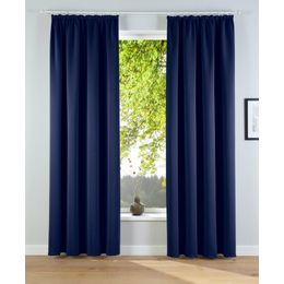 Verdunkelungsvorhang my home "Solana, Gardinen mit Kräuselband, Vorhänge, Wohnzimmer, modern" Gr. 1, blau (dunkelblau), B:140cm H:145cm, Polyester, Gardinen, 2er-Set Verdunklungsvorhang mit Thermofunkltion, Bestseller, einfarbig