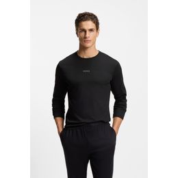 Pyjama BOSS "Xmas Long Set", Herren, Gr. L, schwarz 001, Jersey, Obermaterial: 100% Baumwolle, unifarben, regular fit, Rundhals, Homewear-Sets, Neuheit, mit dezentem Logo, normale Passform
