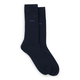 Businesssocken BOSS "2P RS Uni CC", Herren, Gr. 39-42, blau (dunkelblau 401), Baumwollmischung, unifarben, normal, Socken, mit Markenlogo