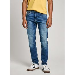 Regular-fit-Jeans Pepe Jeans "STANLEY", Herren, Gr. 31, Länge 30, blau (medium used powerflex), Denim/Jeans, Obermaterial: 93% Baumwolle, 5% Elastomultiester, 2% Elasthan, regular fit lang, Jeans