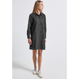 Blusenkleid Street One, Damen, Gr. 34, EURO-Größen, concrete grau, Cord, 100% Baumwolle, unifarben, normal kniefrei, V-Ausschnitt, Manschette, Kleider, aus 100% Baumwolle