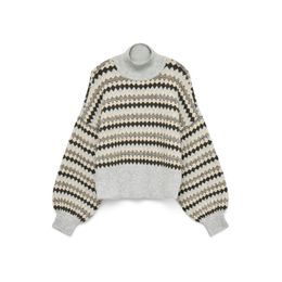 V&eacute;ro Moda Vero Moda Pullover 'VMGAIVA' Damen Gr&ouml;&szlig;e L sand / hellgrau / schwarz