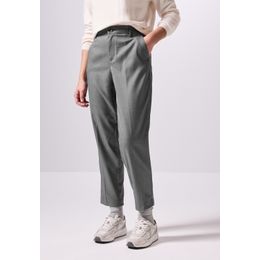Chinohose STREET ONE STUDIO, Damen, Gr. 40, L&auml;nge 28, grau (dust grau meliert), Stoff, 70% Polyester, 29% Viskose, 1% Elasthan, unifarben, comfort fit kn&ouml;chelfrei, Hosen Chinohose, High Waist
