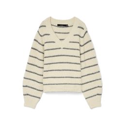 V&eacute;ro Moda Vero Moda Pullover 'VMAWESOME' Damen Gr&ouml;&szlig;e XS creme / dunkelgrau / schwarz