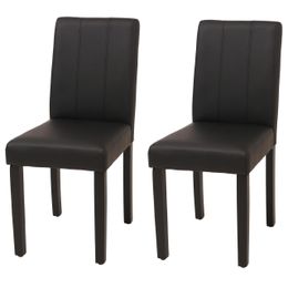 2er-Set Esszimmerstuhl HWC-O65d, Küchenstuhl Polsterstuhl Lehnstuhl, Kunstleder ~ schwarz
