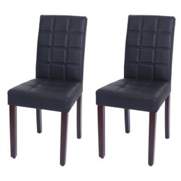 2er-Set Esszimmerstuhl HWC-O65c, Küchenstuhl Polsterstuhl Lehnstuhl, Kunstleder ~ schwarz