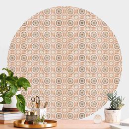 Bilderwelten Runde Tapete selbstklebend Vintage Fliesen Apricot