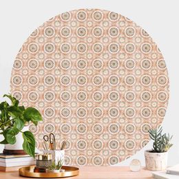 Bilderwelten Runde Tapete selbstklebend Vintage Fliesen Apricot