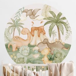 Bilderwelten Runde Tapete selbstklebend Dino Baby Welt