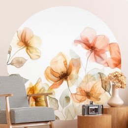 Bilderwelten Runde Tapete selbstklebend Zarte Aquarell Blumen