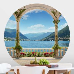 Bilderwelten Runde Tapete selbstklebend Ausblick auf den Comer See
