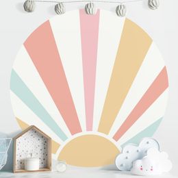 Runde Tapete selbstklebend Boho Sonne Pastell