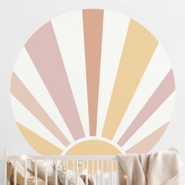 Bilderwelten Runde Tapete selbstklebend Boho Sonne Pastell Beige
